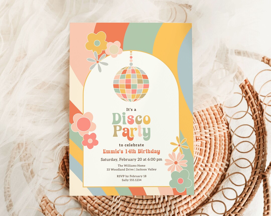 Disco Party Invitation, Girl Birthday Party Invite, Dance Party ...