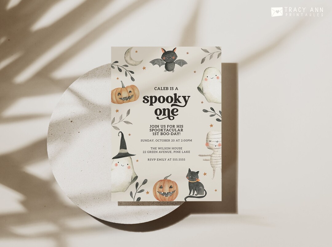 Spooky One Invitation Template, Printable Halloween First Birthday ...