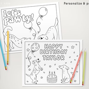 Puppy Dog Coloring Pages Editable, Dog Birthday Activities, Colouring ...