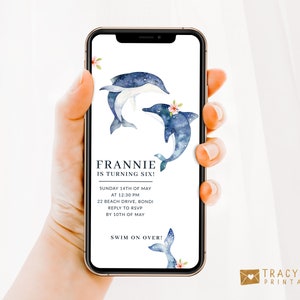 Dolphin Birthday Invitation Template, Editable Beach Party Invite, Pool ...
