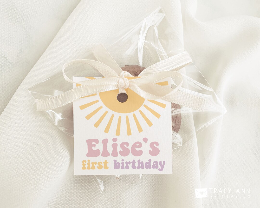 Summer 1st Birthday Tag, Sun Birthday Favor Tag Template, Printable One ...