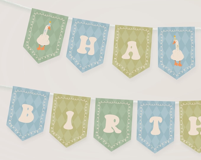 Printable Silly Goose Birthday Banner Neutral Goose Theme Decor 1st ...