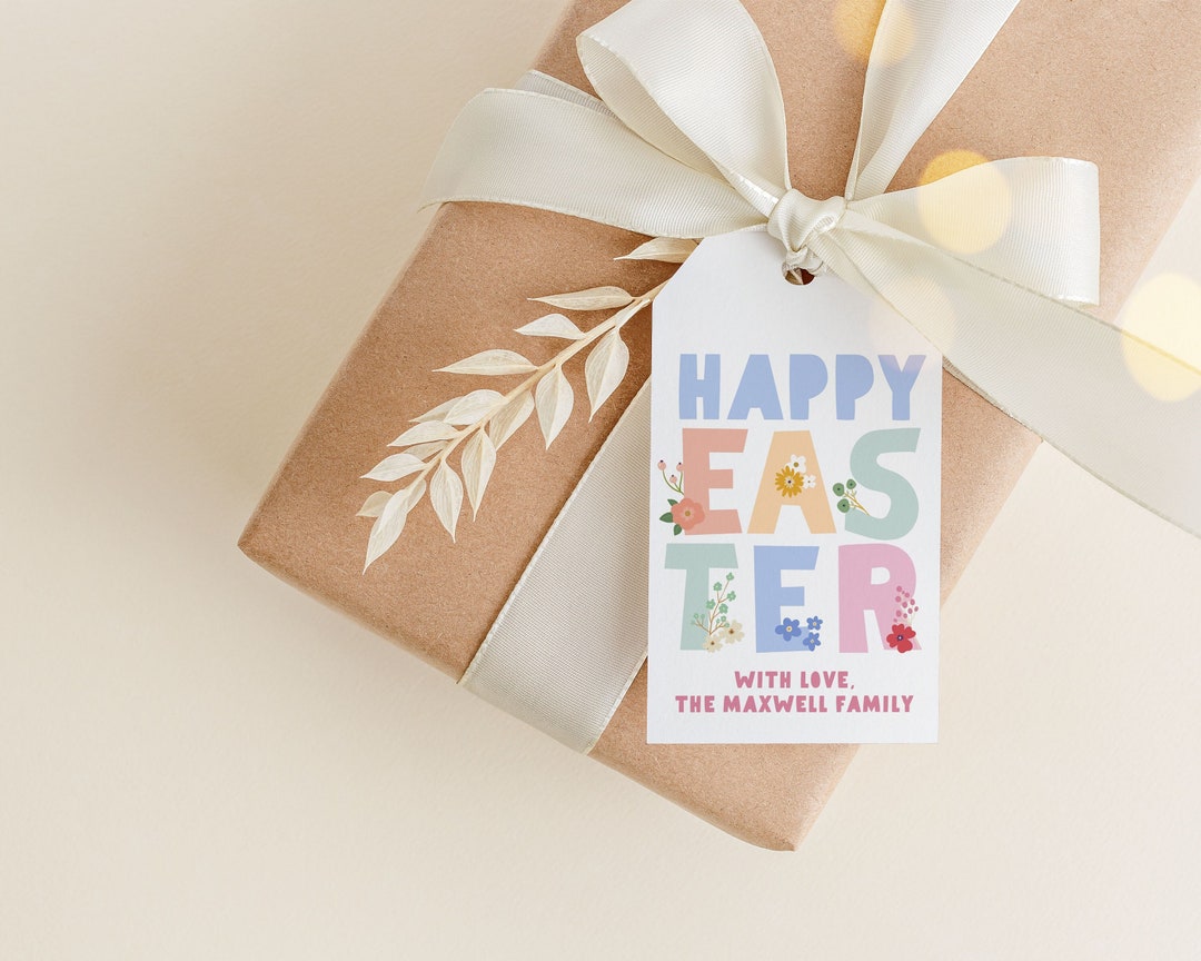 Easter Tag Template, Printable Happy Easter Tags, Easter Party Favor ...