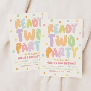 Ready Two Party Invitation, Pastel Balloon 2nd Birthday Invitation ...
