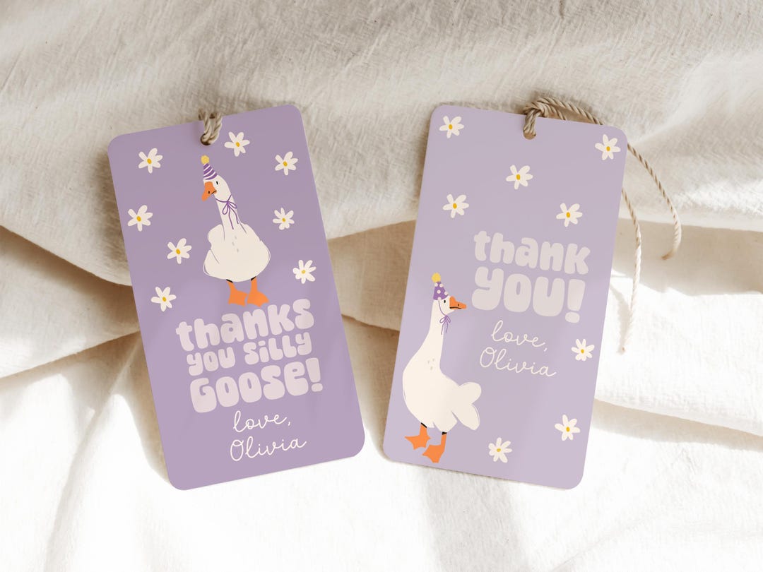 Goose Thank You Favour Tags, Printable Silly Goose Party Tray Label ...