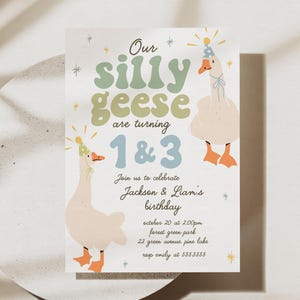 Silly Goose Joint Birthday Party Invitation, Silly Geese Birthday ...