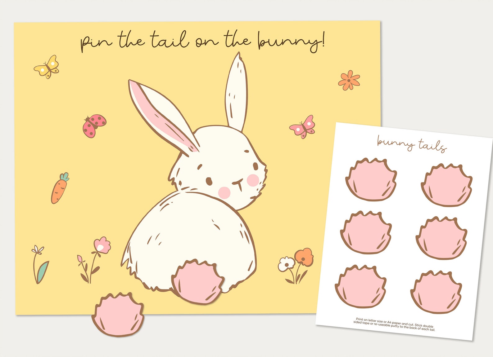 Pin the Tail on the Bunny Party Game, Printable Pin the Tail Birthday ...