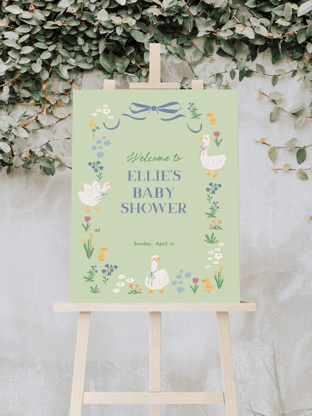 Goose Baby Shower Welcome Sign, Gender Neutral Spring Baby Shower Sign ...