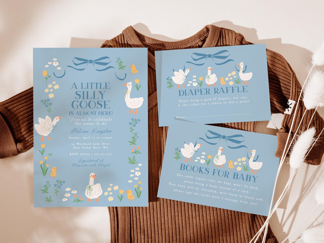 Silly Goose Baby Shower Invitation, Boy Goose Baby Shower Invitation ...