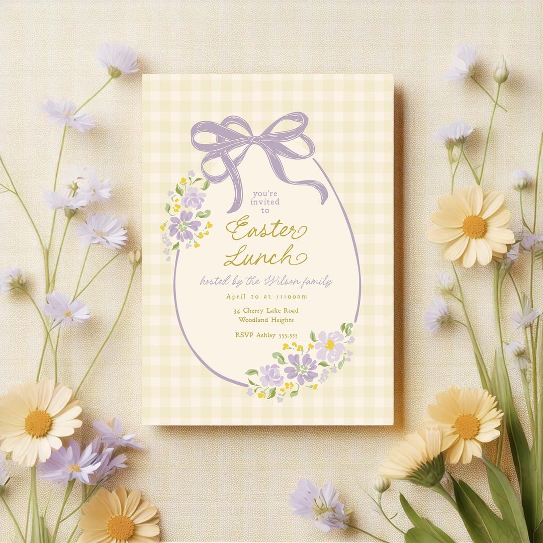 Easter Lunch Invitation, Easter Egg Invitation Template, Hand Drawn ...