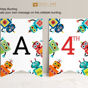 Robot Birthday Banner Editable Template Boy Birthday Printable Bunting ...