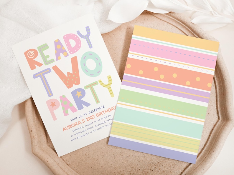 Ready Two Party Invitation, Girl 2nd Birthday Party Invite Template ...
