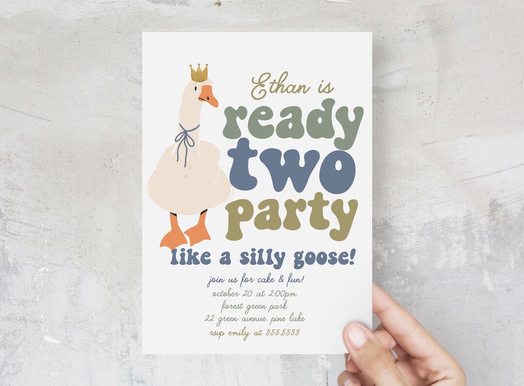 Ready Two Party Like a Silly Goose Invitation, Silly Goose 2nd Birthday ...