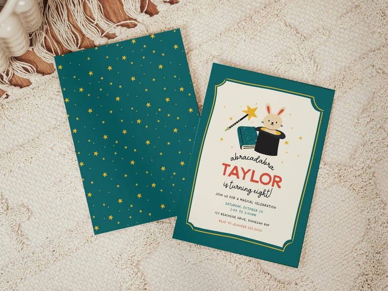 Magic Birthday Party Invite, Editable Magician Birthday Invitation ...