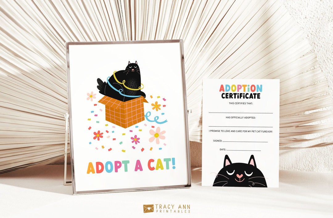 Adopt a Cat Printable Party Game for Girl 6th Birthday Cat Party Games ...