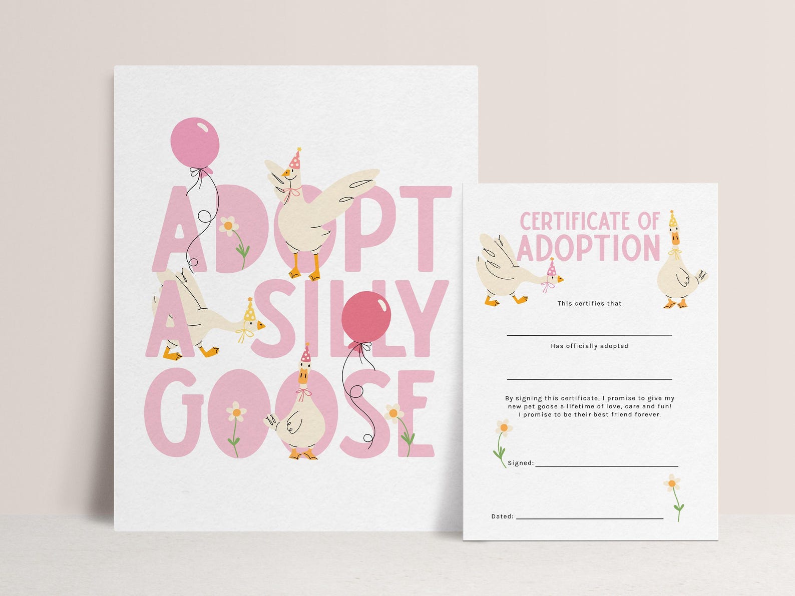 Adopt a Silly Goose Party Game With Sign and Adoption Certificate ...