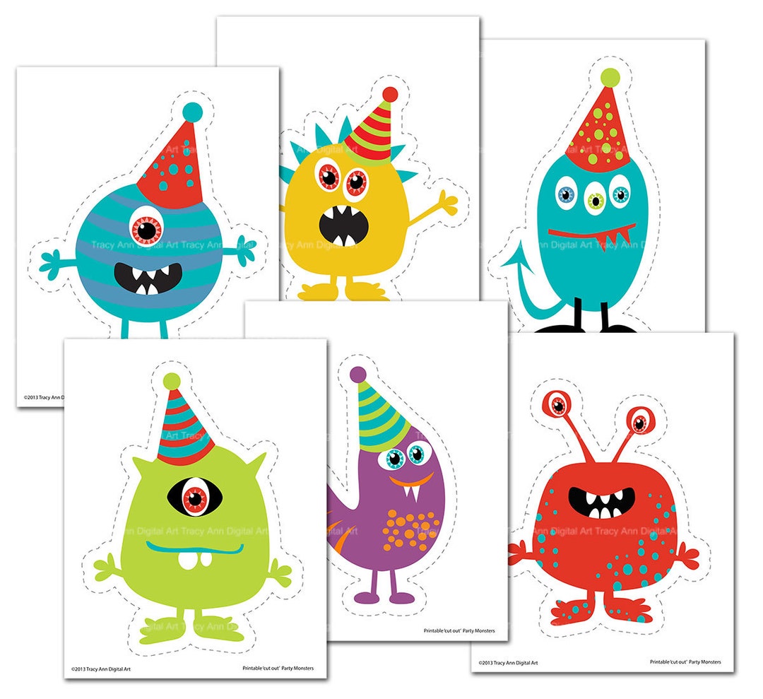 Monster Party Printable Cut Outs, Monster Birthday Party Decor, Monster ...