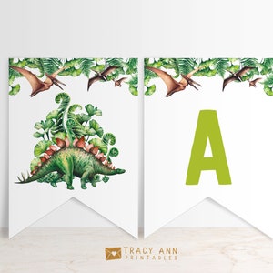 Dinosaur Happy Birthday Banner Template, Editable Birthday Bunting ...