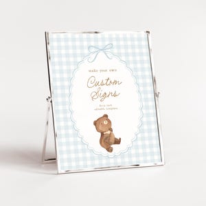 Bear Baby Shower Signs, Teddy Bear Baby Shower Sign Template, Printable ...
