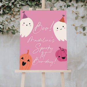 Hot Pink Halloween Birthday Signs, Editable Spooky Girl Birthday ...