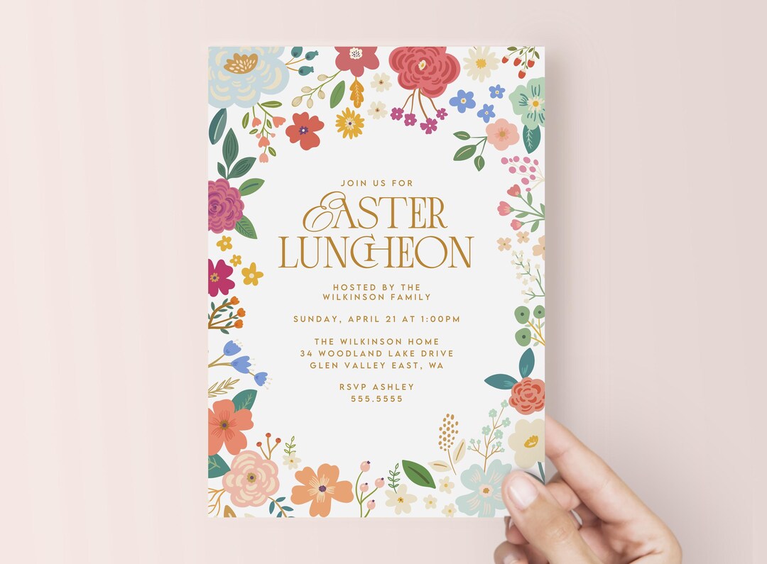 Easter Luncheon Invitation Template, Easter Party Invite, Printable ...