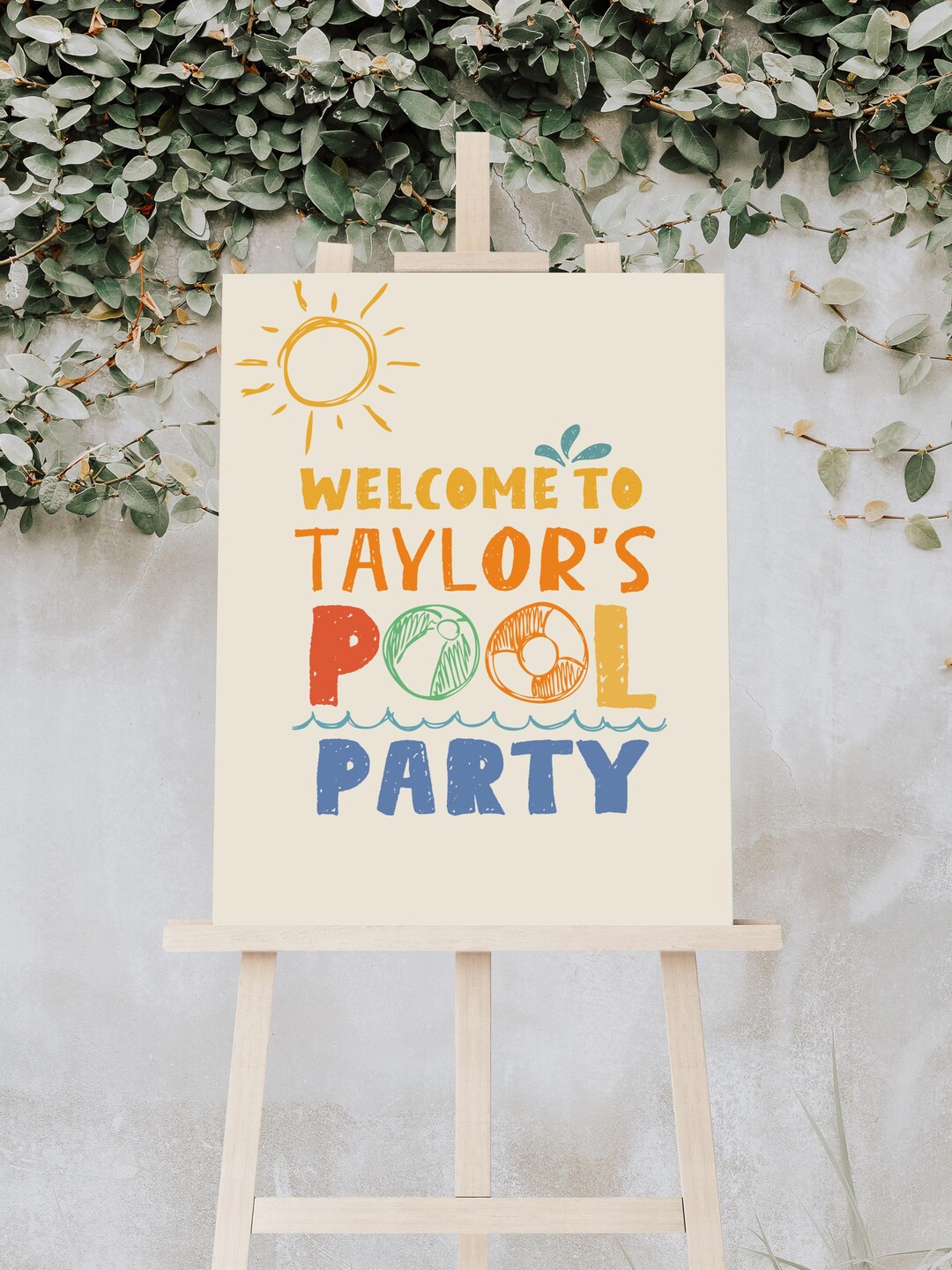 Pool Party Welcome Sign, Printable Swim Party Welcome Poster, Pool ...