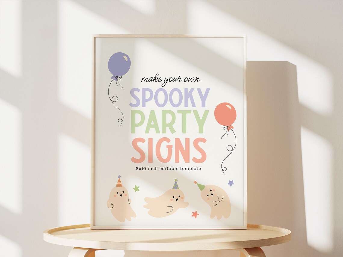 Halloween Birthday Party Signs, Spooky Party Decorations, Printable ...