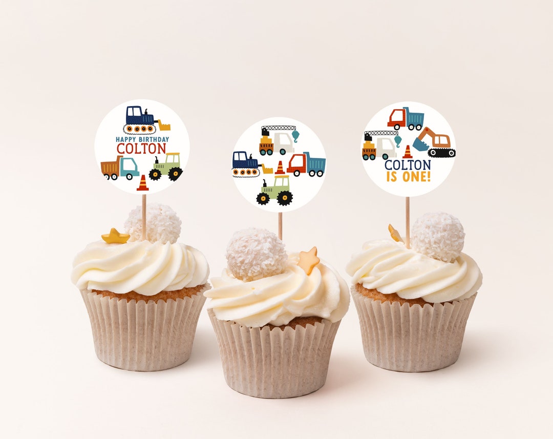 Construction Trucks Cupcake Toppers, Truck Cupcake Topper Template ...