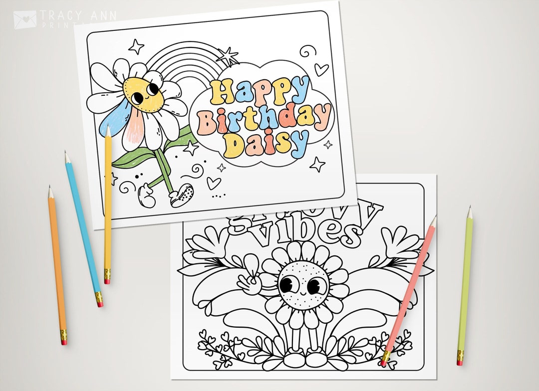 Groovy Coloring Pages Editable Editable Kids Birthday Party - Etsy