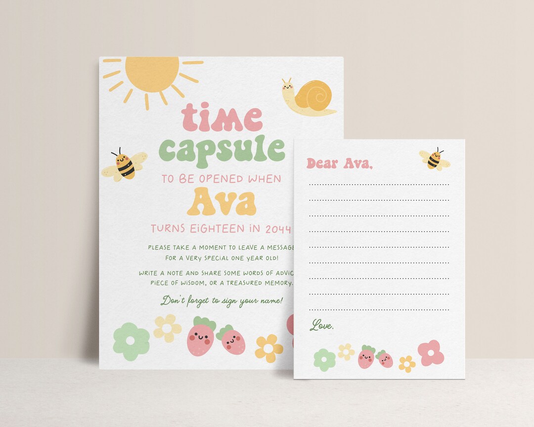 1st Birthday Time Capsule, Summer Time Capsule Sign, Printable Time ...