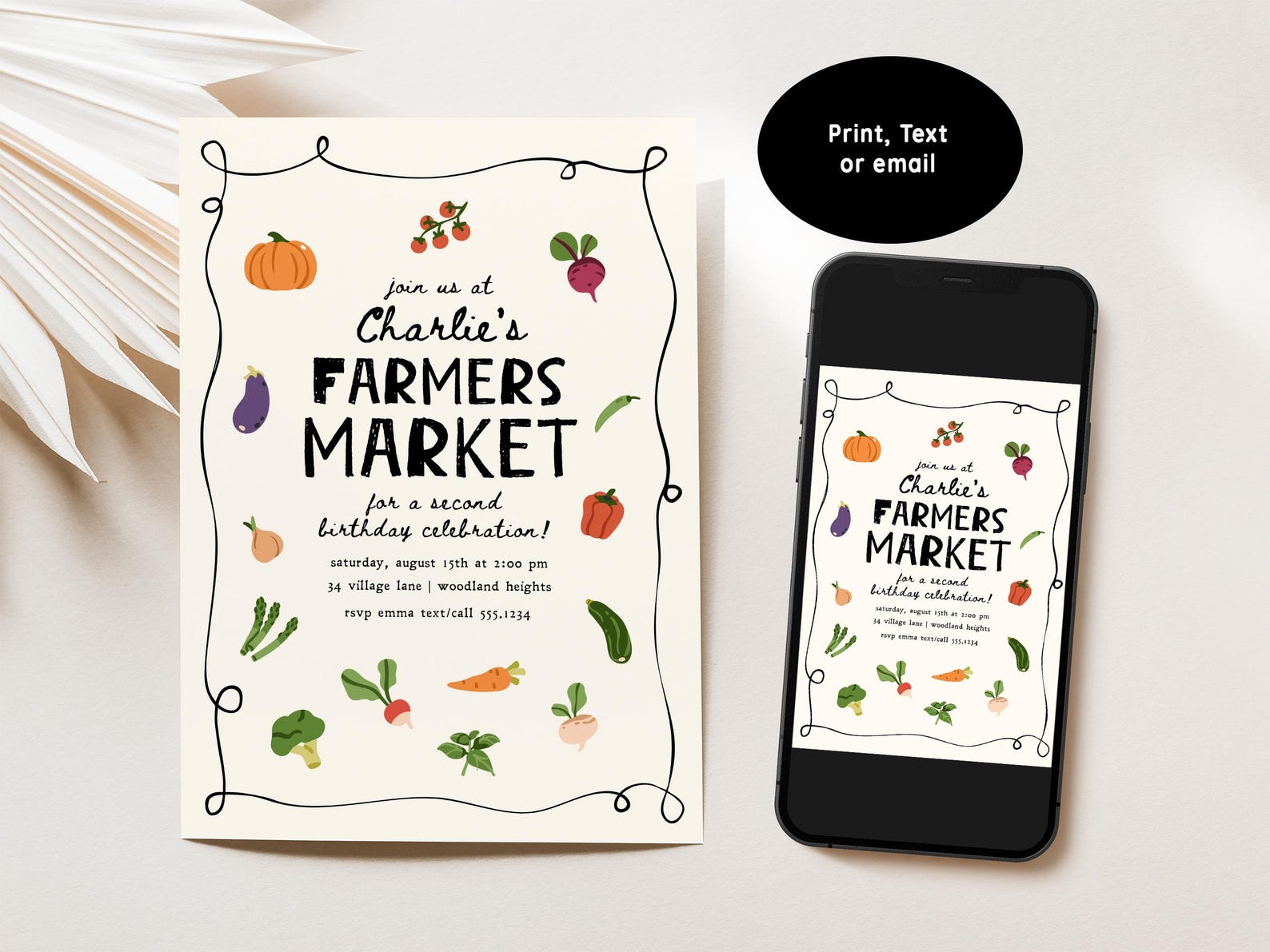 Farmers Market Birthday Invitation, Editable Farmer's Market 2nd ...