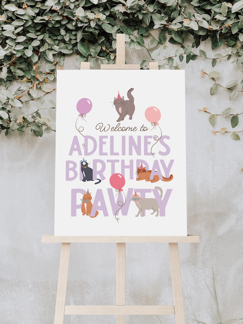 Cat Happy Birthday Banner, Printable Kitten Birthday Party Bunting ...
