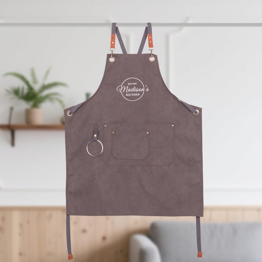 Embroidered Apron for Men, Custom Workshop Apron With Pockets, Mens ...