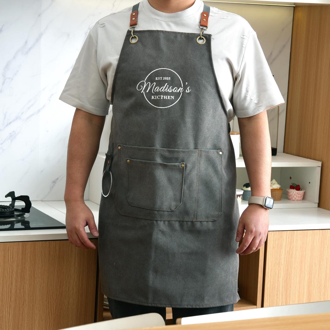 Embroidered Mens Working Apron, Custom Workshop Apron With Pockets ...