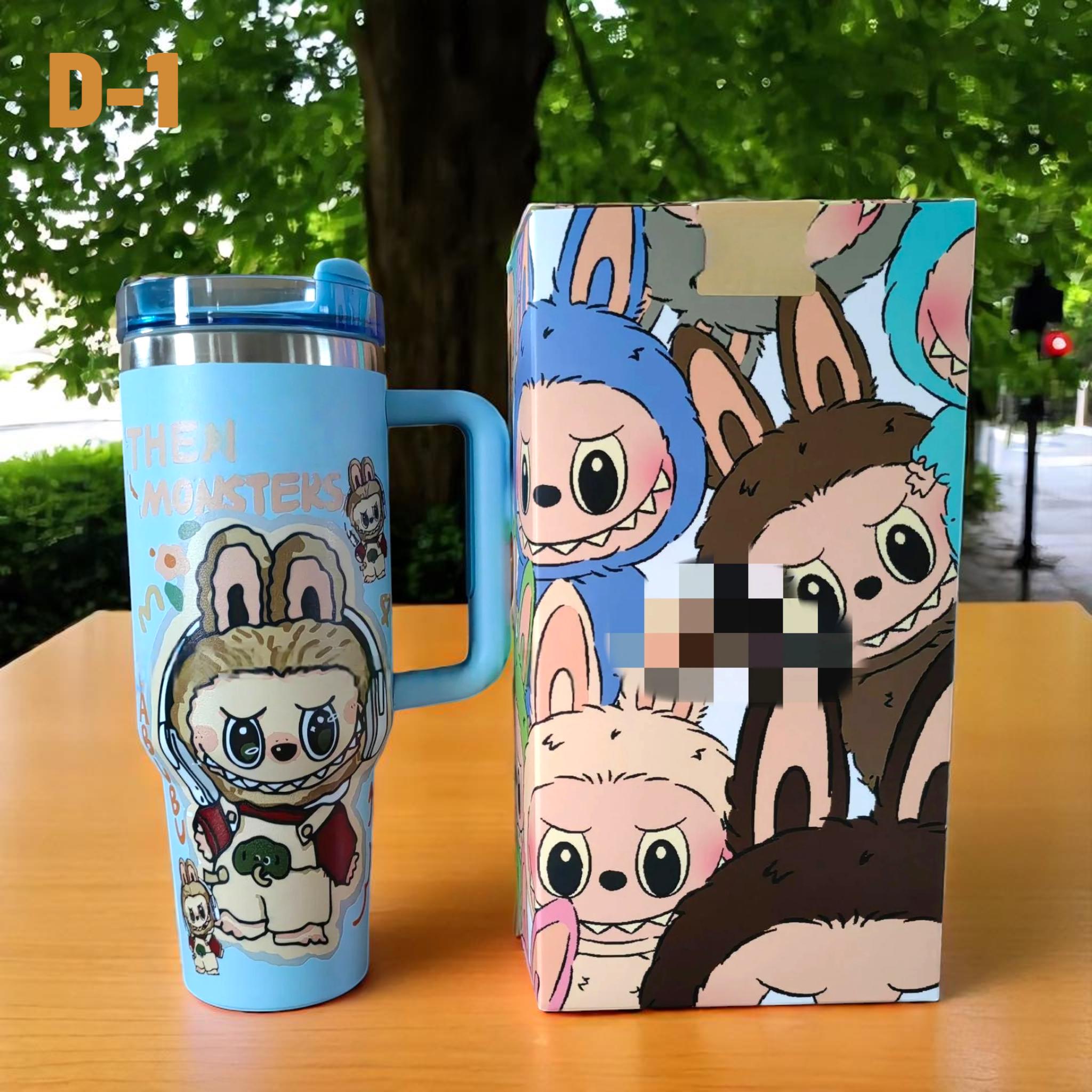 Custom Labubu Stanley Cup 40oz Water Bottle Pop Mart Labubu Cup Macaron ...