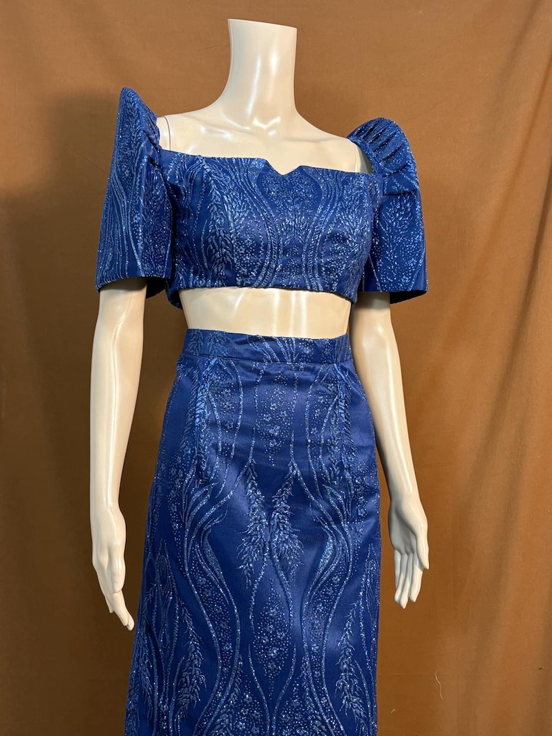 Royal Blue Modern Filipiniana Dress - Limited Collection | Camisa ...