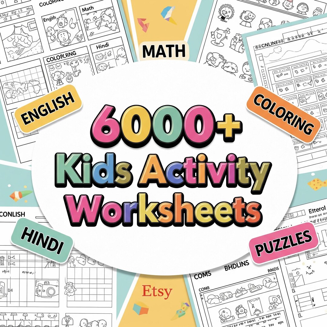 6000+ Worksheet Kids Activity Mega Bundle, Preschool & Kindergarten ...