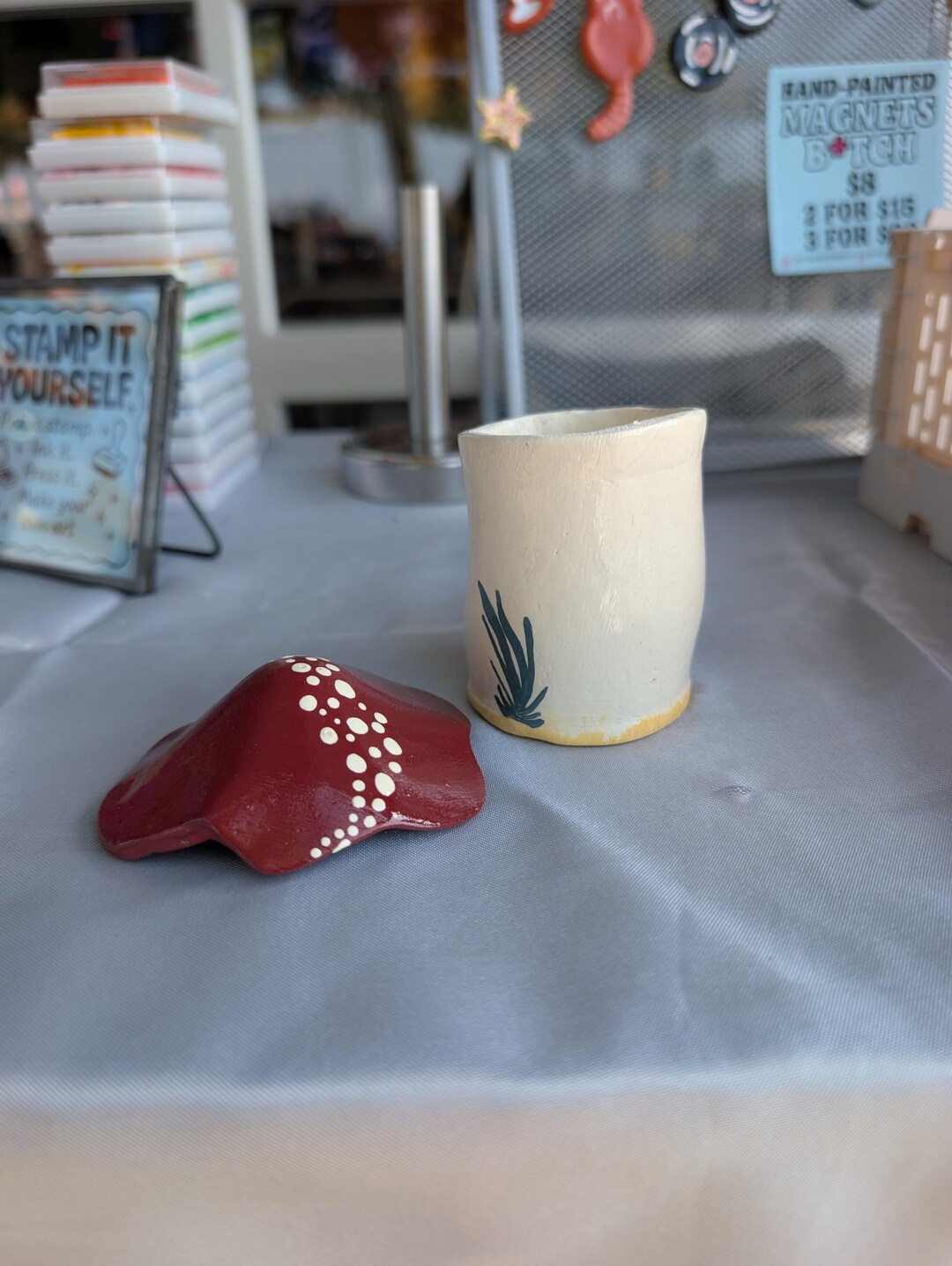Handmade Ceramic Mushroom Cup – Whimsical Trinket Dish With Hidden ...