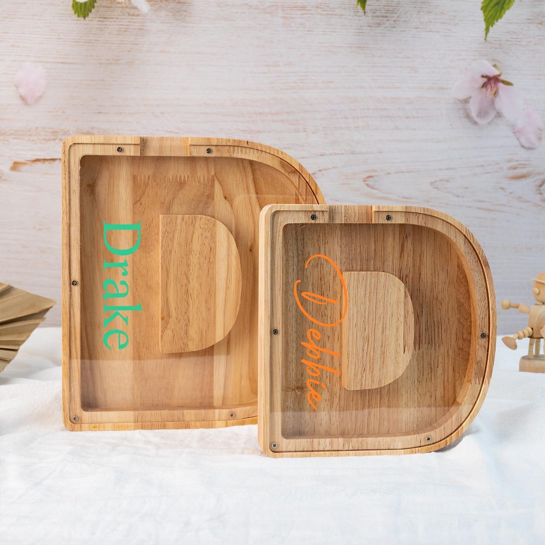Personalized Alphabet Money Box,letter Piggy Bank,wood Name Letter Coin ...