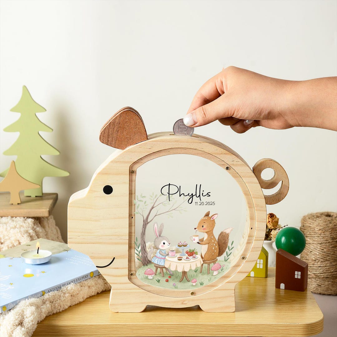 Personalized Girls Piggy Bank,wooden Money Box Coin Bank,montessori ...