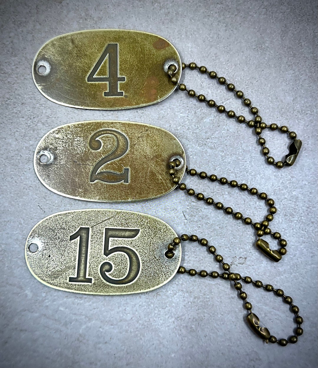 Vintage Original Large Number Tag, Brass, Your Number Choice, Jewelry ...