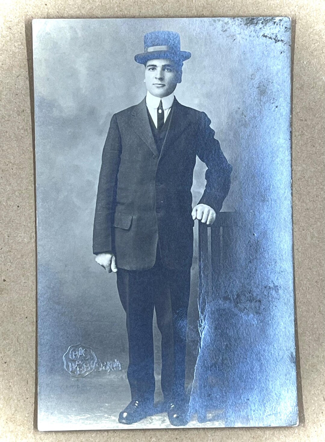 A Dapper Man in Top Hat, Original Antique Photograph Post Card ...