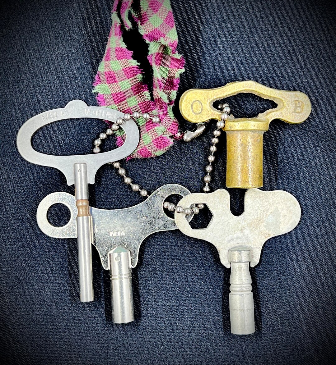 Original Vintage Clock Winding Keys and Radiator Valve Keys, Grouping ...