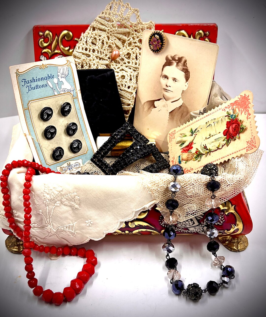 Oldies but Goodies Memory Box, Victorian Assortment, Vintage Tin, Lace ...