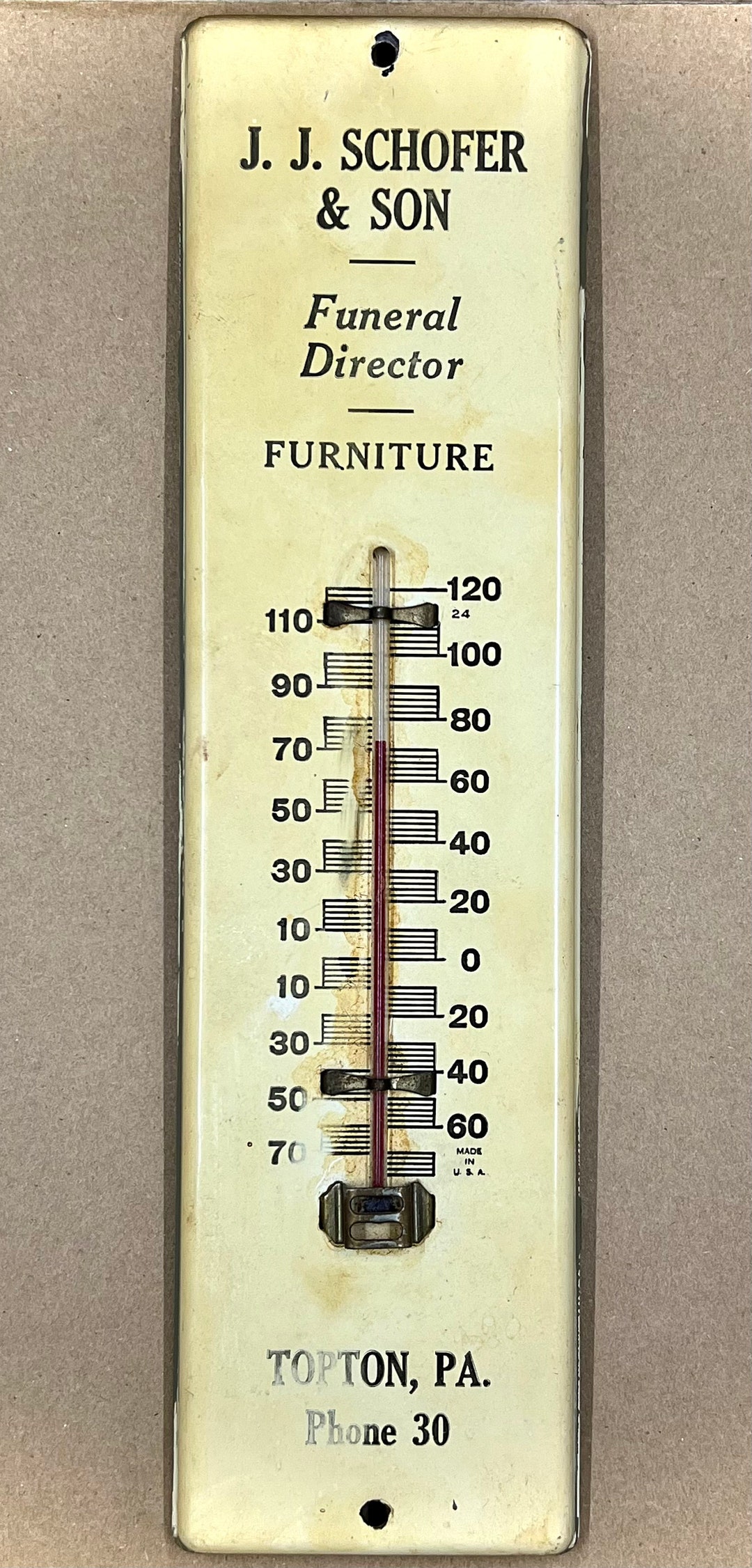 Vintage Advertising Thermometer, Metal Wall Thermometer, Funeral Home ...