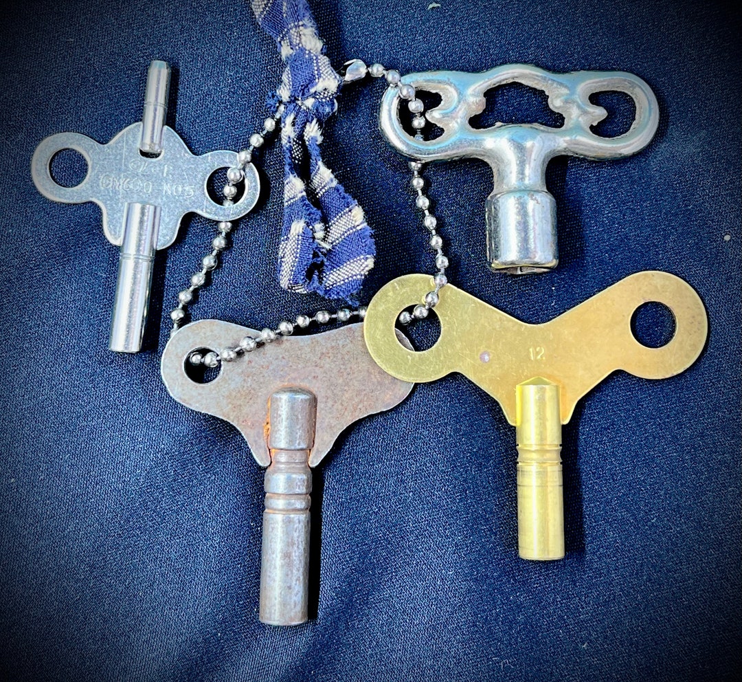 Original Vintage Clock Winding Keys and Radiator Valve Keys, Grouping ...