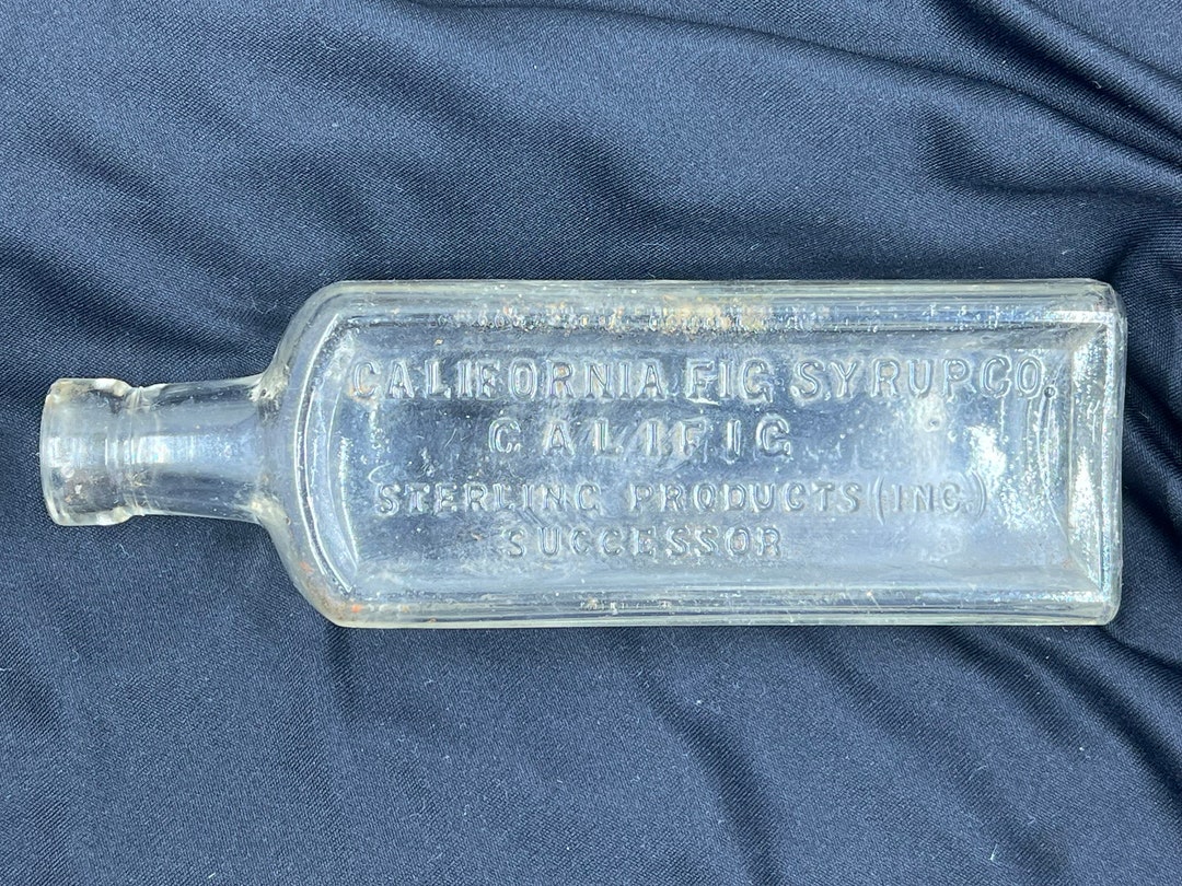 Vintage Pharmacy Apothocary Bottle, California Fig Syrup Co. Sterling ...