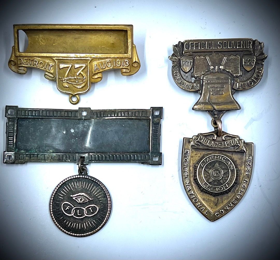 Vintage Recognition Badge Grouping - in Memoriam, American Legion, I.O ...