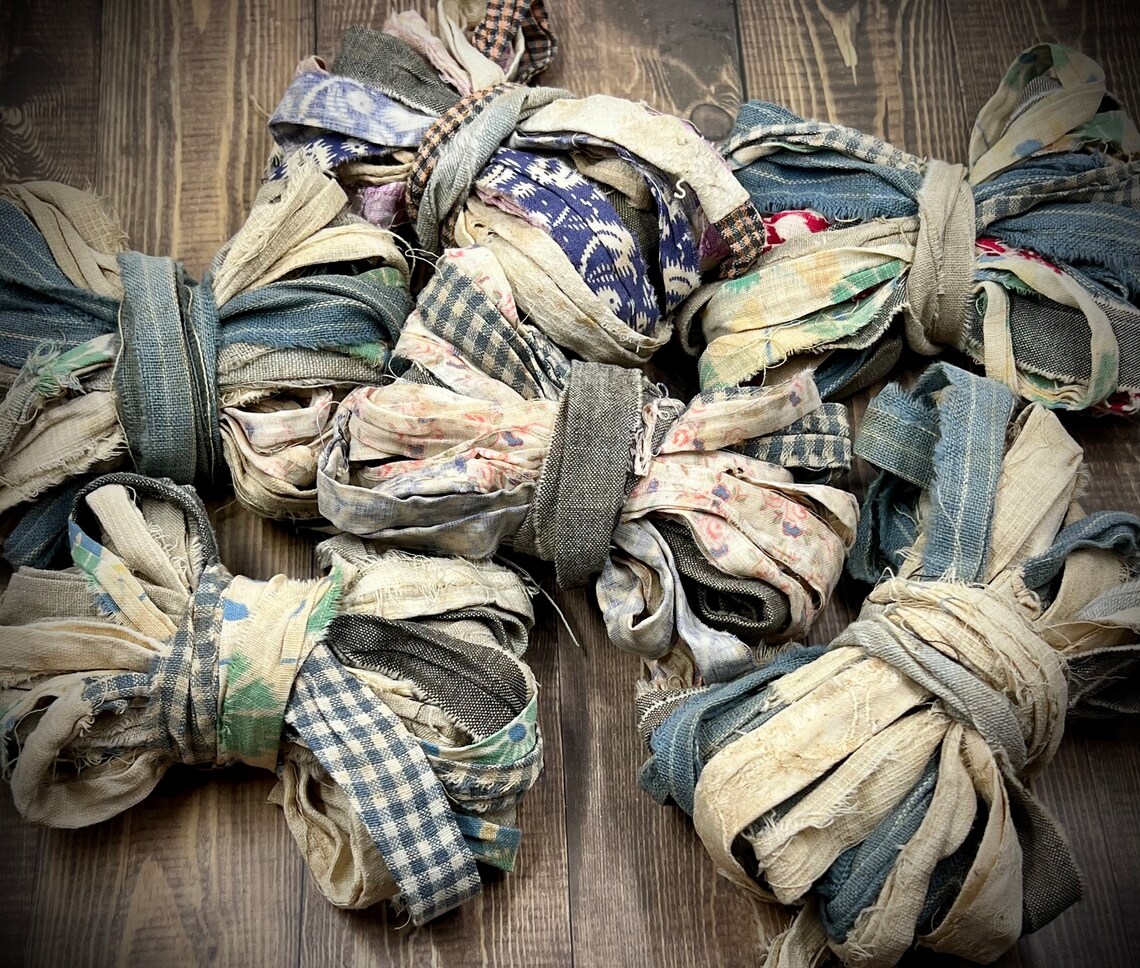 When She Wore A Ribbon Grouping of 5 Yards Vintage Primitive - Etsy