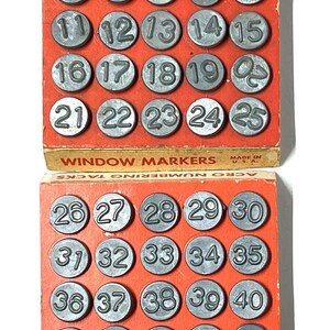 Full Set of 1 50 Vintage White Brass Acro Barbed Number Tacks, Made in ...